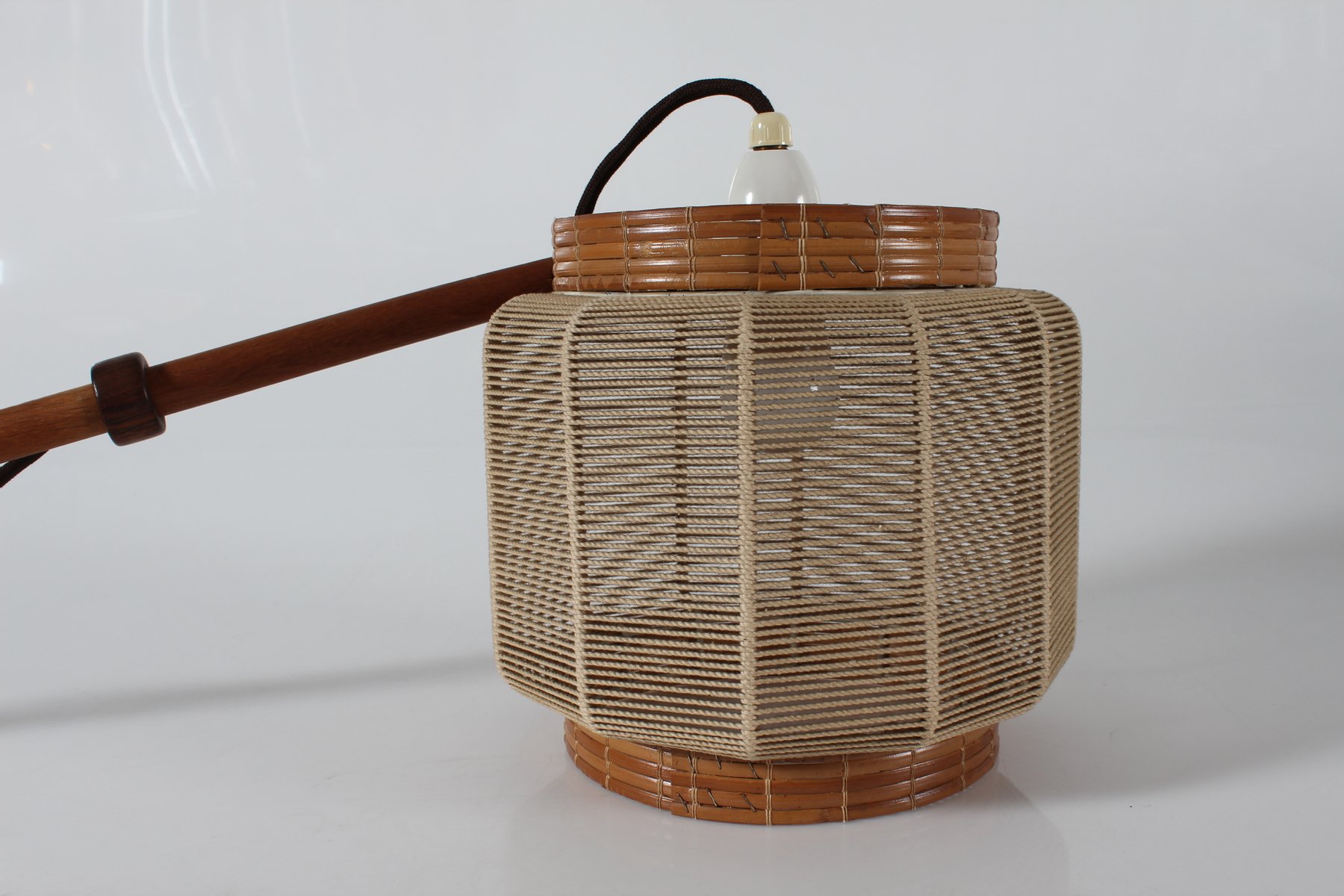 Oak with Braided String Shade Wall Lamp by A. Bang Jensen + Kjeld ...