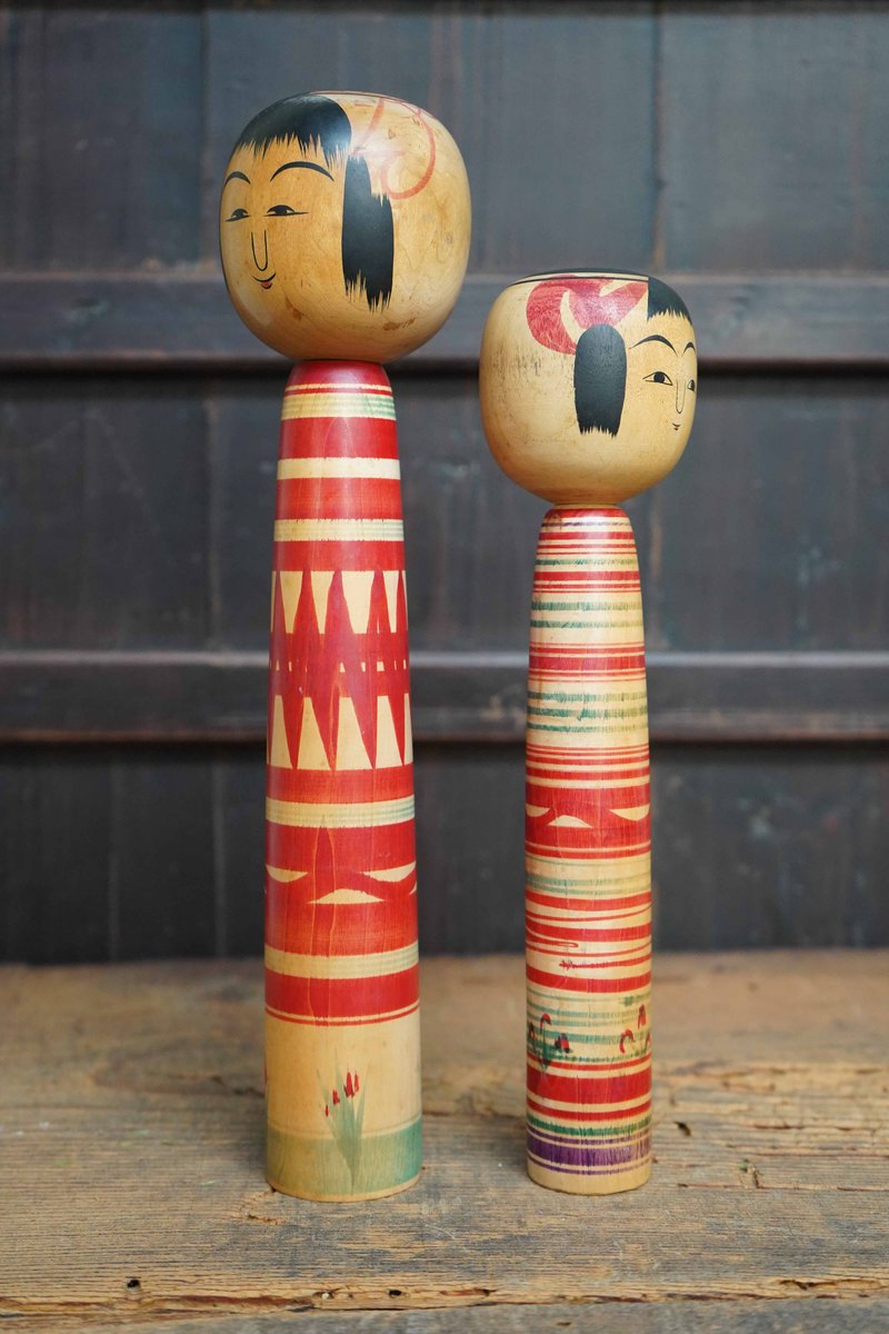 Vintage Traditional Tsuchiyu Kokeshi by Imaizumi Genji and Watanabe Sadami, Japan, 1960s, Set of ...