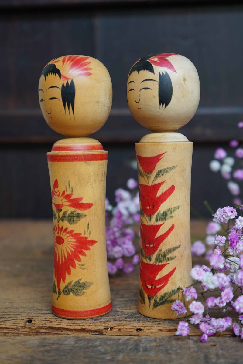 Vintage Traditional Nargo Kokeshi by Okazaki Seishi, Japan, 1970s, Set ...