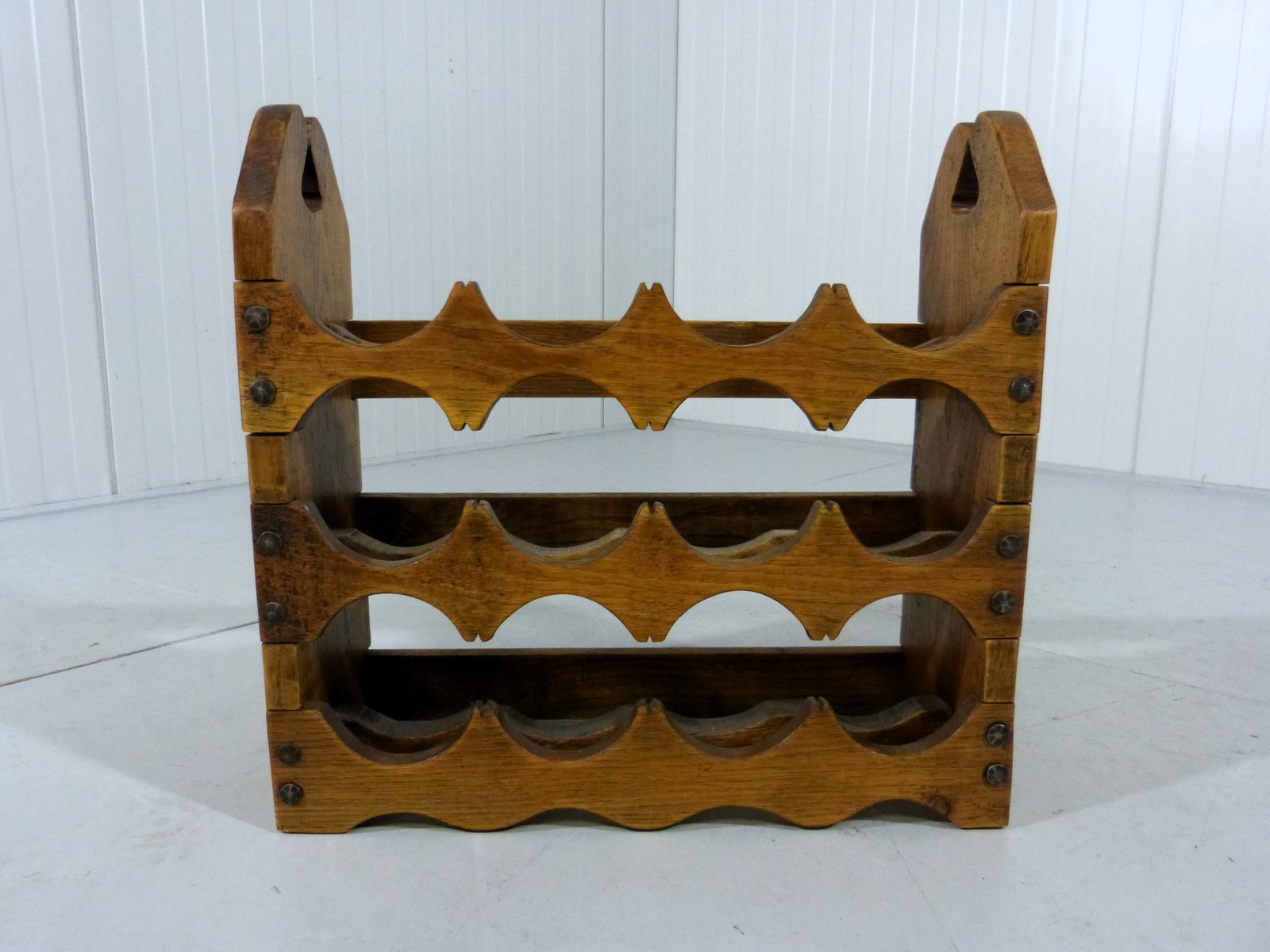 Brutalist Oak Wine Rack, 1970s for sale at Pamono
