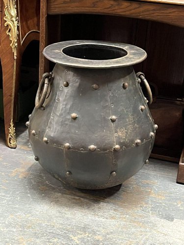 Large Cauldron Shaped Metal Planter for sale at Pamono