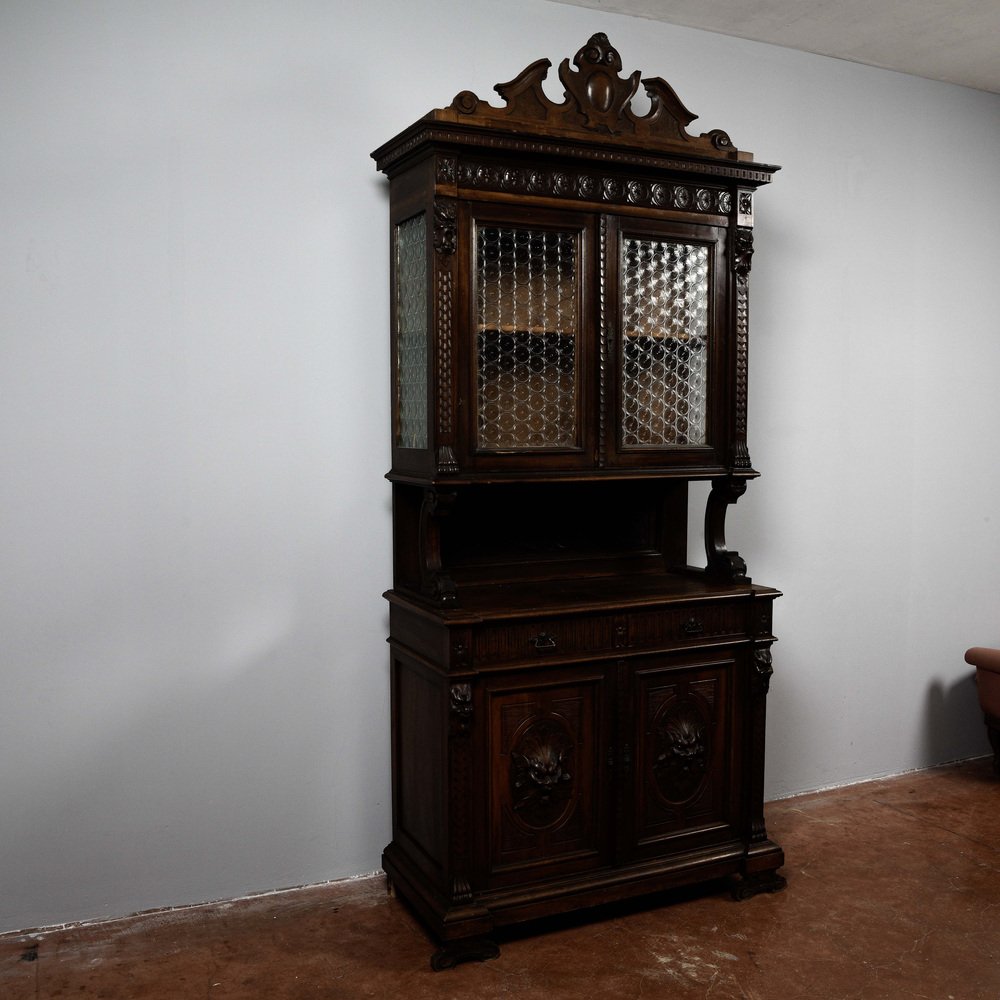 Double Body Sideboard in Carved Wood, 1890s for sale at Pamono