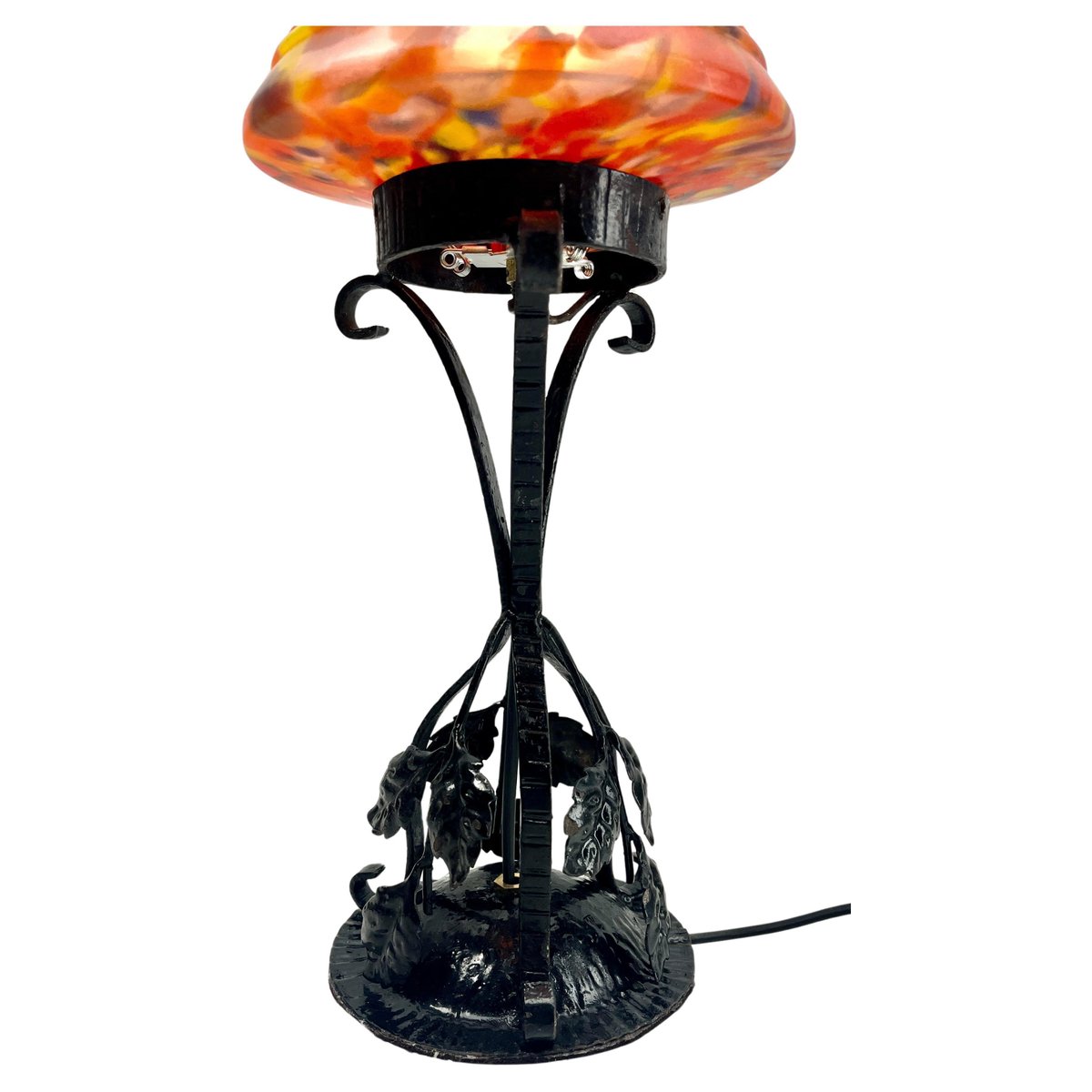 Art Nouveau Lamp in Wrought Iron with Glass Shade Scailmont, Belgium ...
