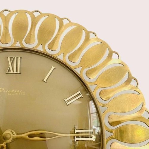 Mid-Century Richter Quartz Wall Clock Sunburst Gold Brass, 1950s for ...