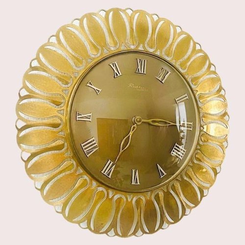 Mid-Century Richter Quartz Wall Clock Sunburst Gold Brass, 1950s for ...