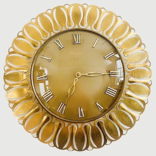 Mid-Century Richter Quartz Wall Clock Sunburst Gold Brass, 1950s for ...