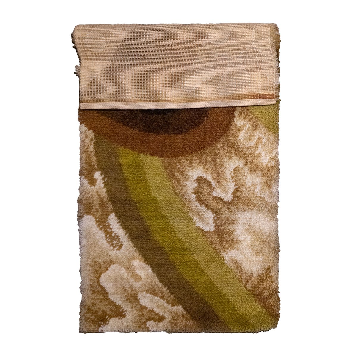 Green Space Age Rings Rug, 1970s for sale at Pamono