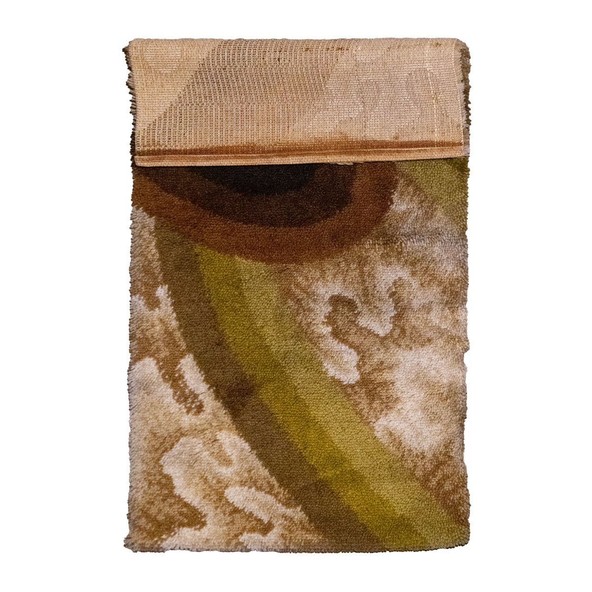 Green Space Age Rings Rug, 1970s for sale at Pamono