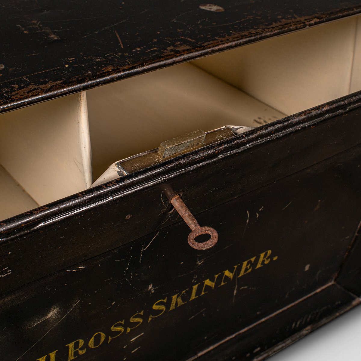 Antique English Fall Front Deed Box in Steel, 1920s for sale at Pamono