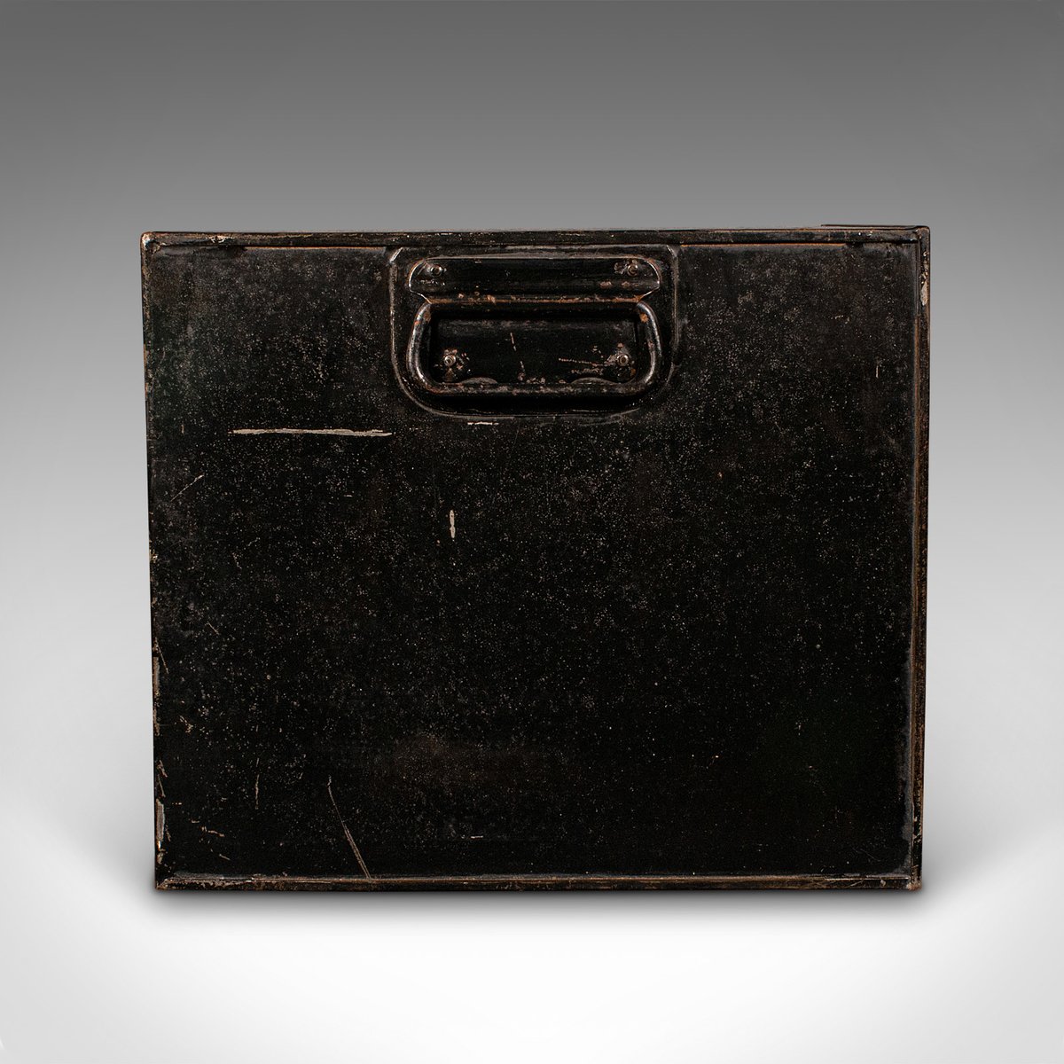 Antique English Fall Front Deed Box in Steel, 1920s for sale at Pamono
