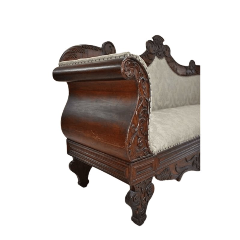 Antique Hand-Carved Walnut Sofa, 1800s for sale at Pamono