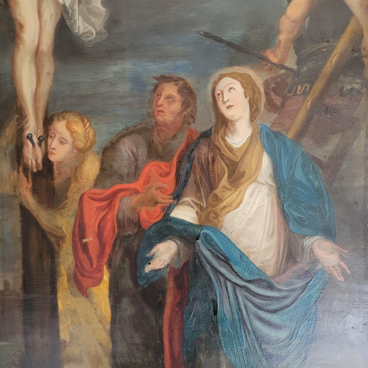 Flemish School Artist, Crucifixion, 16th Century, Oil on Copper, Framed for sale at Pamono