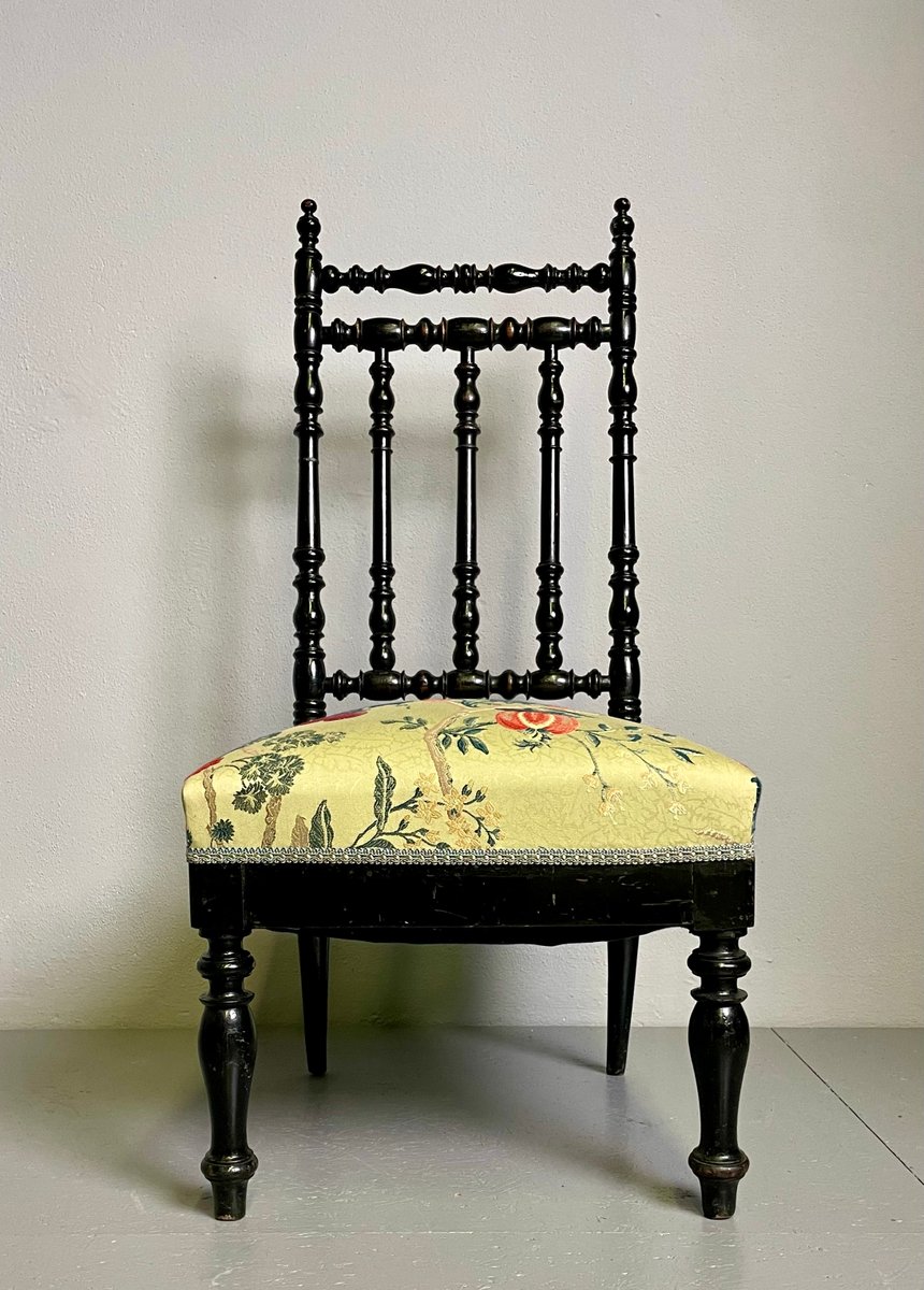 Antique Parlor Chair with Nobilis Floral Fabric for sale at Pamono