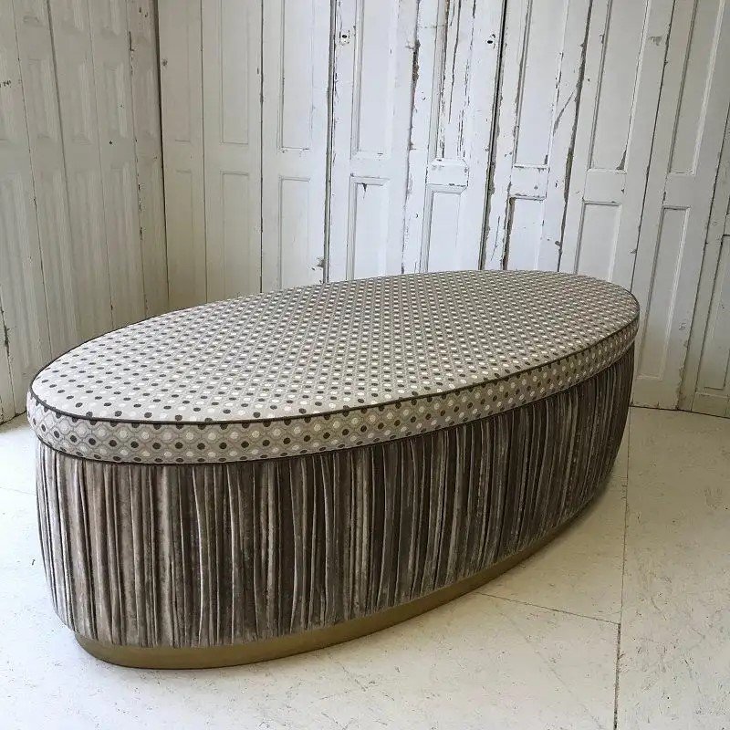 Large Vintage Ottoman in Fabric for sale at Pamono