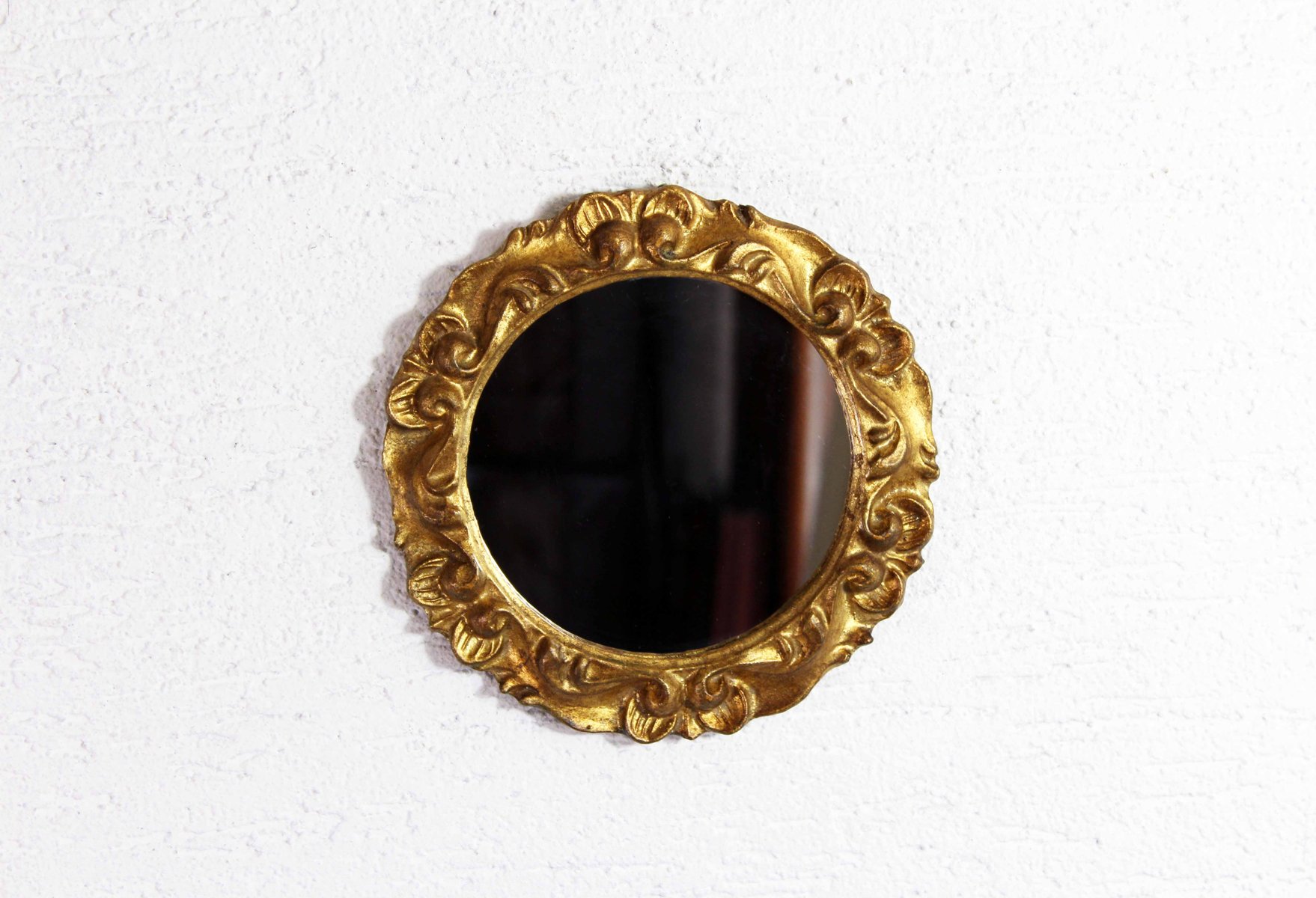 Vintage Golden Round Mirror, 1960 for sale at Pamono