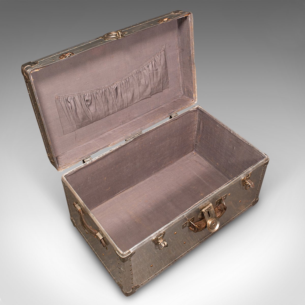 Antique Edwardian Continental Shipping Trunk in Aluminum, 1890s for ...