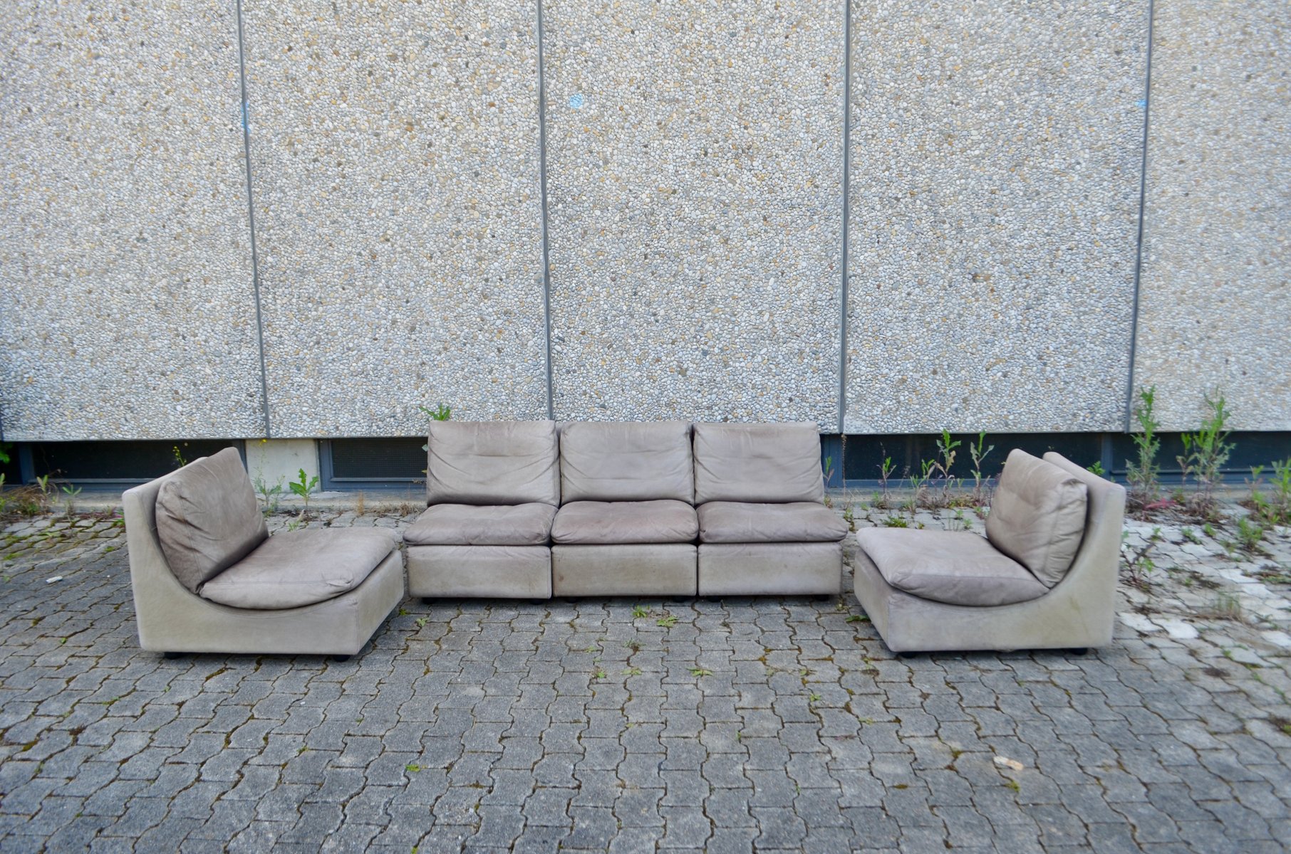 Vintage Modular Buffalo Leather Sofa from Walter Knoll / Wilhelm Knoll ...