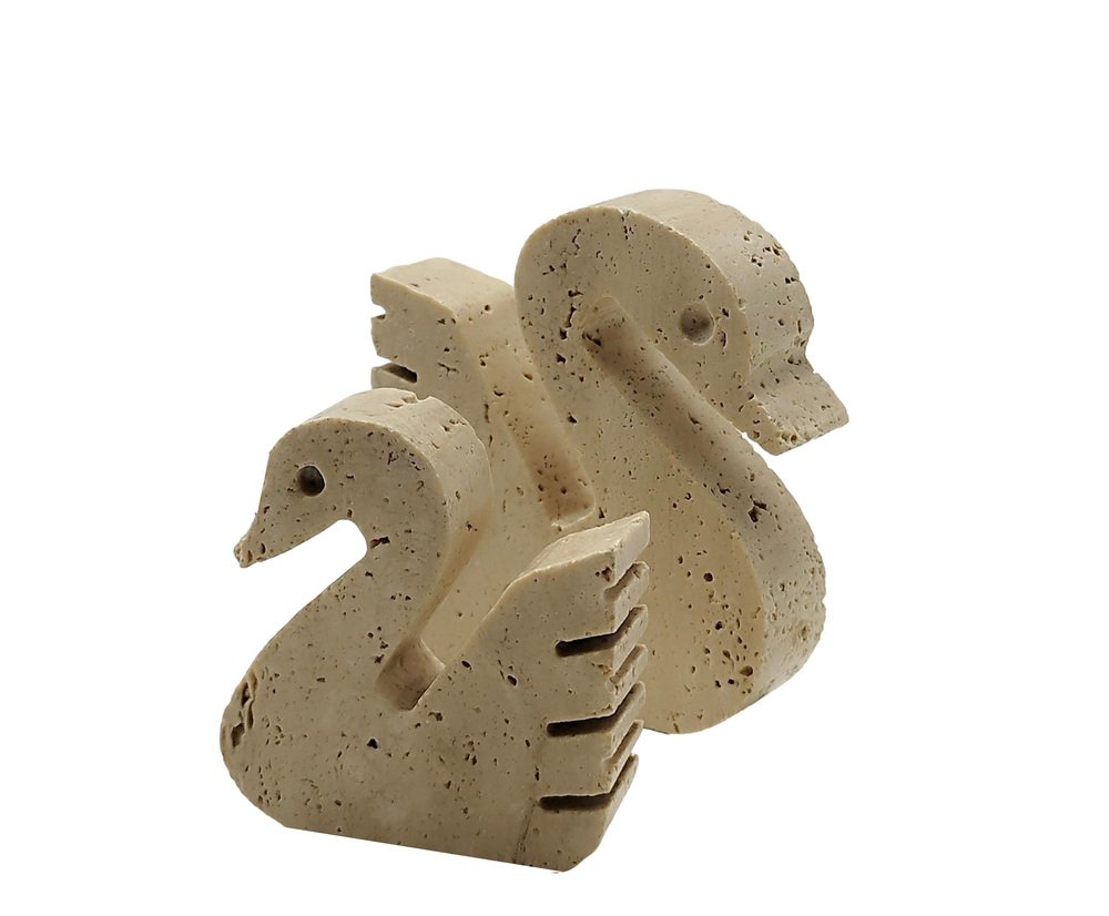 Travertine Marble Swans attributed Enzo Mari for F.Lli Mannelli, Italy ...