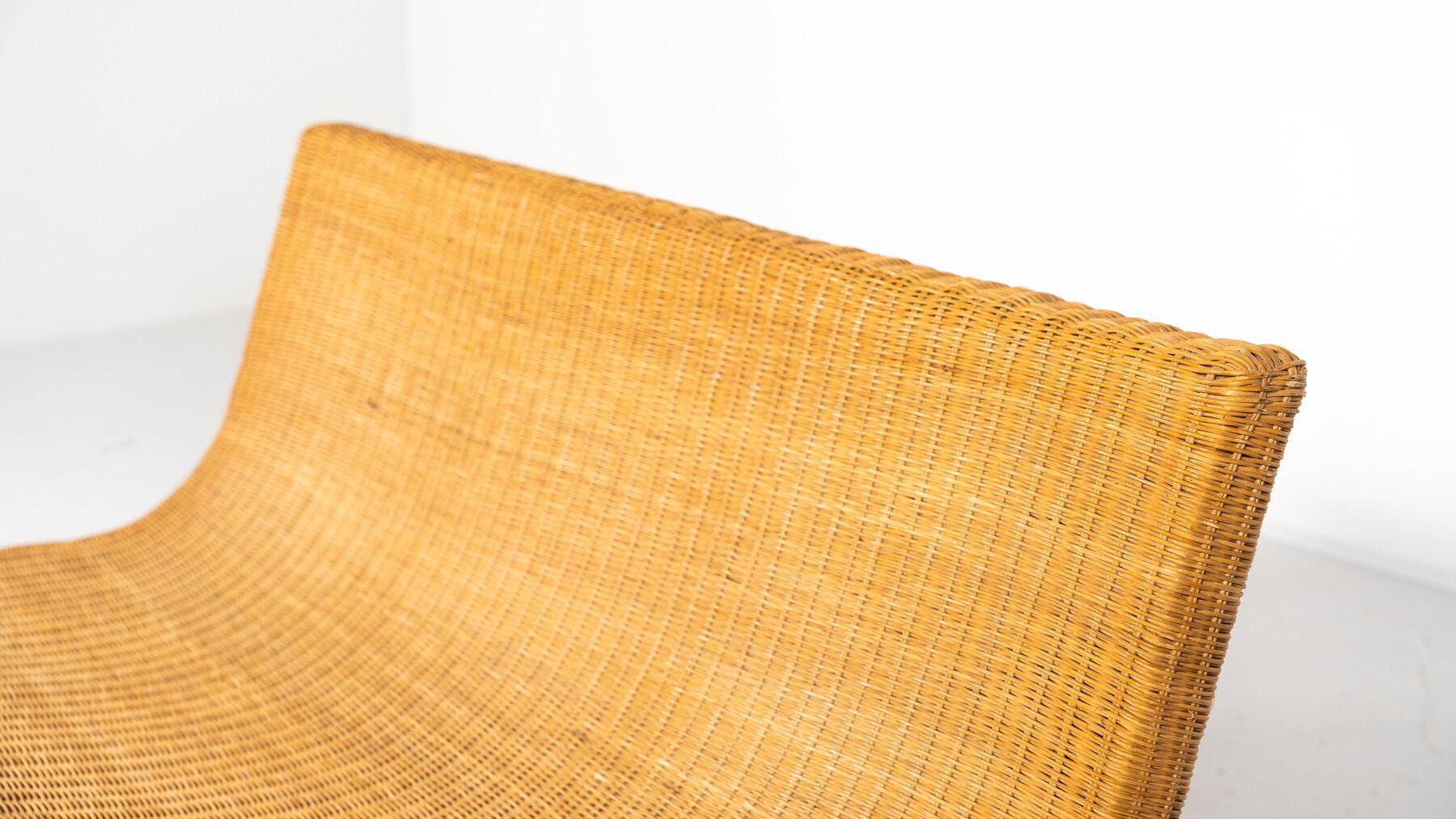 Mid-Century Modern Wicker Bench, Italy, 1970s for sale at Pamono