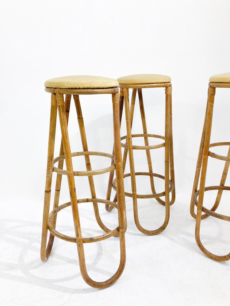 Mid-Century Modern Bamboo Bar Stool for sale at Pamono