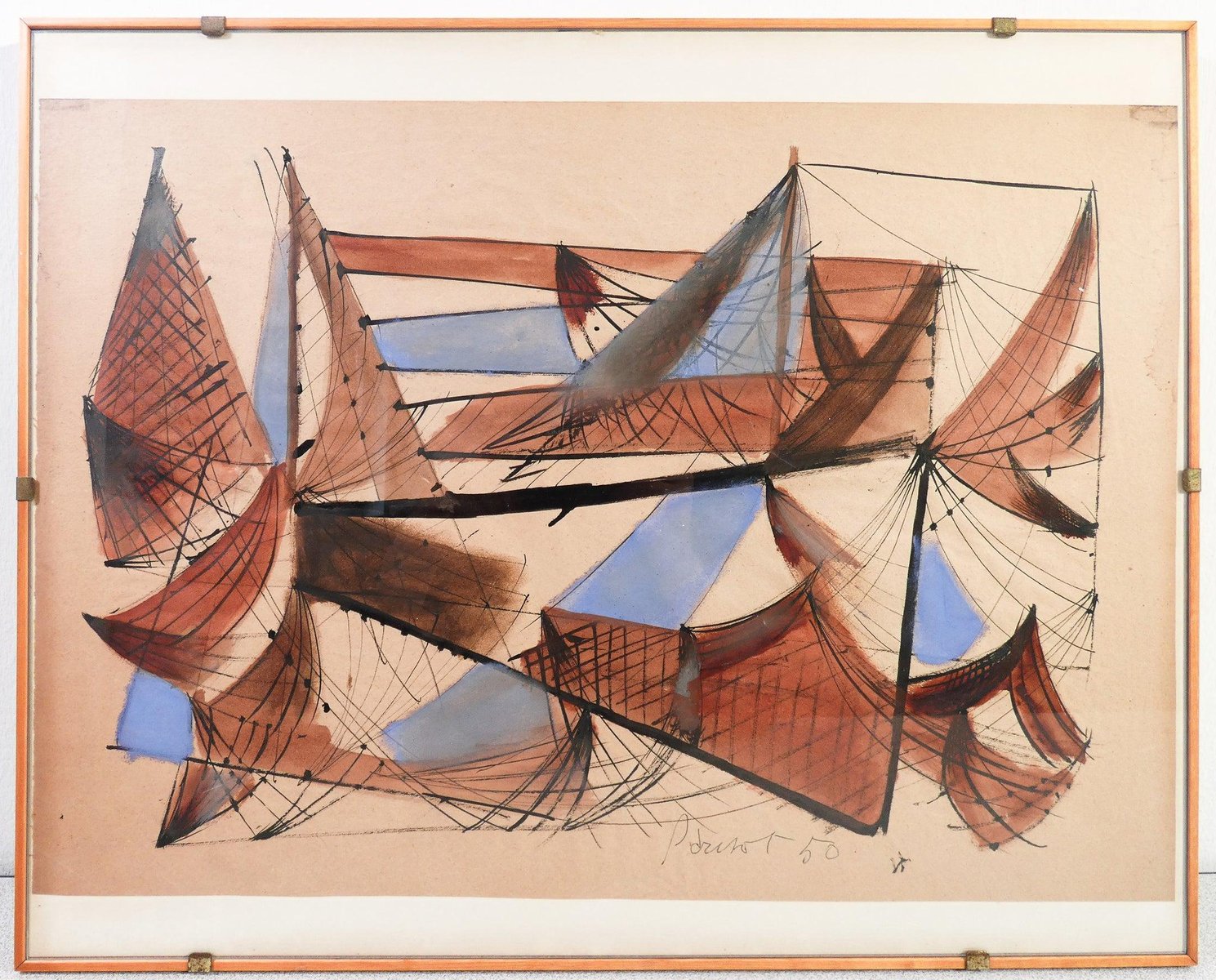 Adriano Parisot, Abstract, 1950s, Painting for sale at Pamono