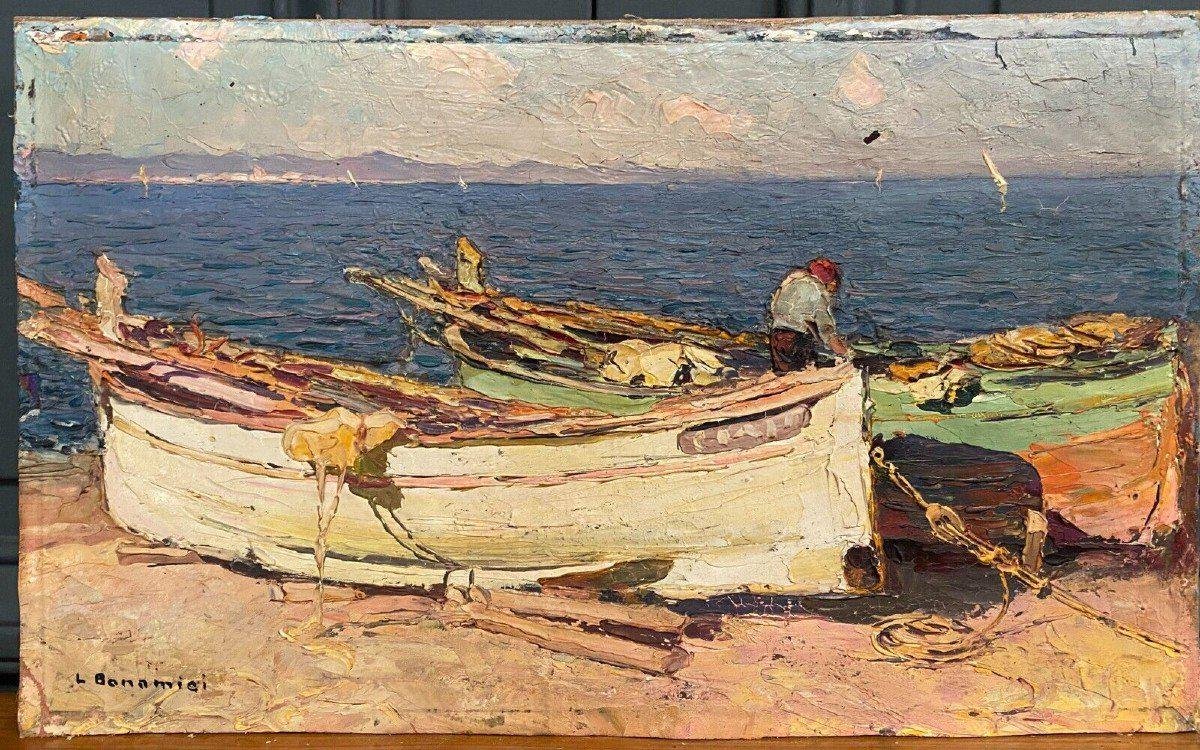Louis Bonamici, Fishing Boats, Oil on Canvas, 20th Century for sale at ...