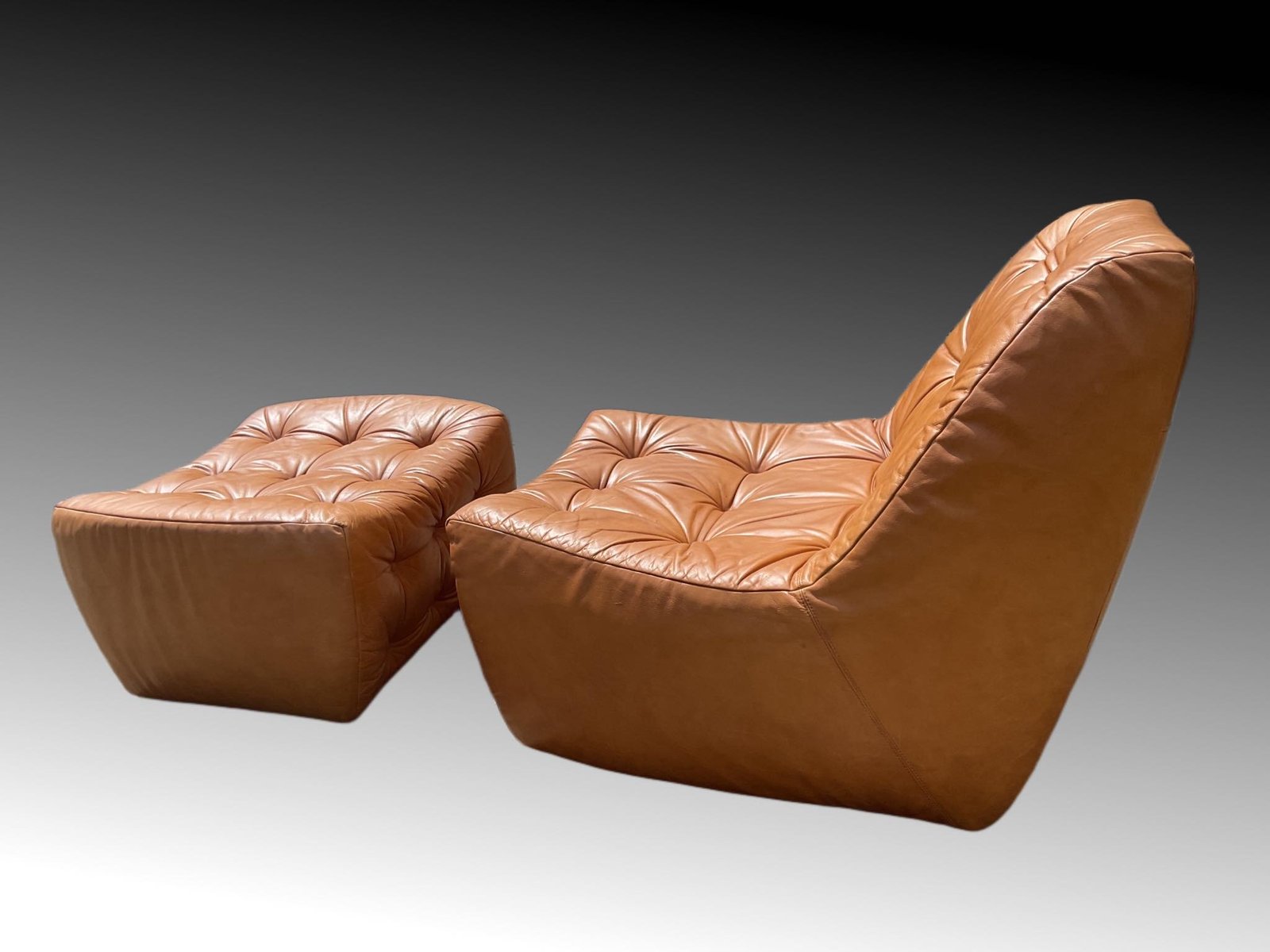 Mid-Century Danish Style Tan Lounge Chair with Ottoman, Set of 2 for ...