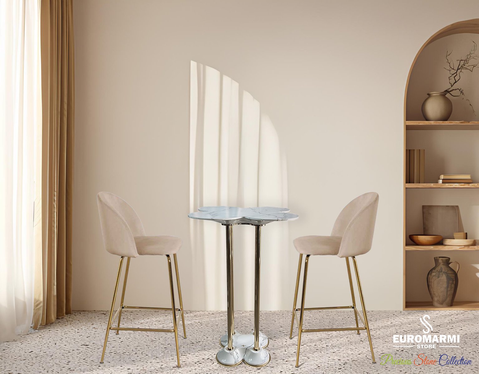 Four-Leaf Clover Table in Statuario Marble by Euromarmi Store for sale at Pamono