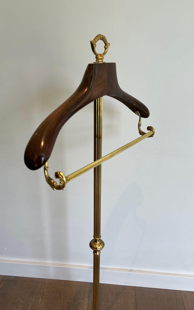 Kammerdiener aus Messing und Holz im neoklassizistischen Stil, 1940er ...