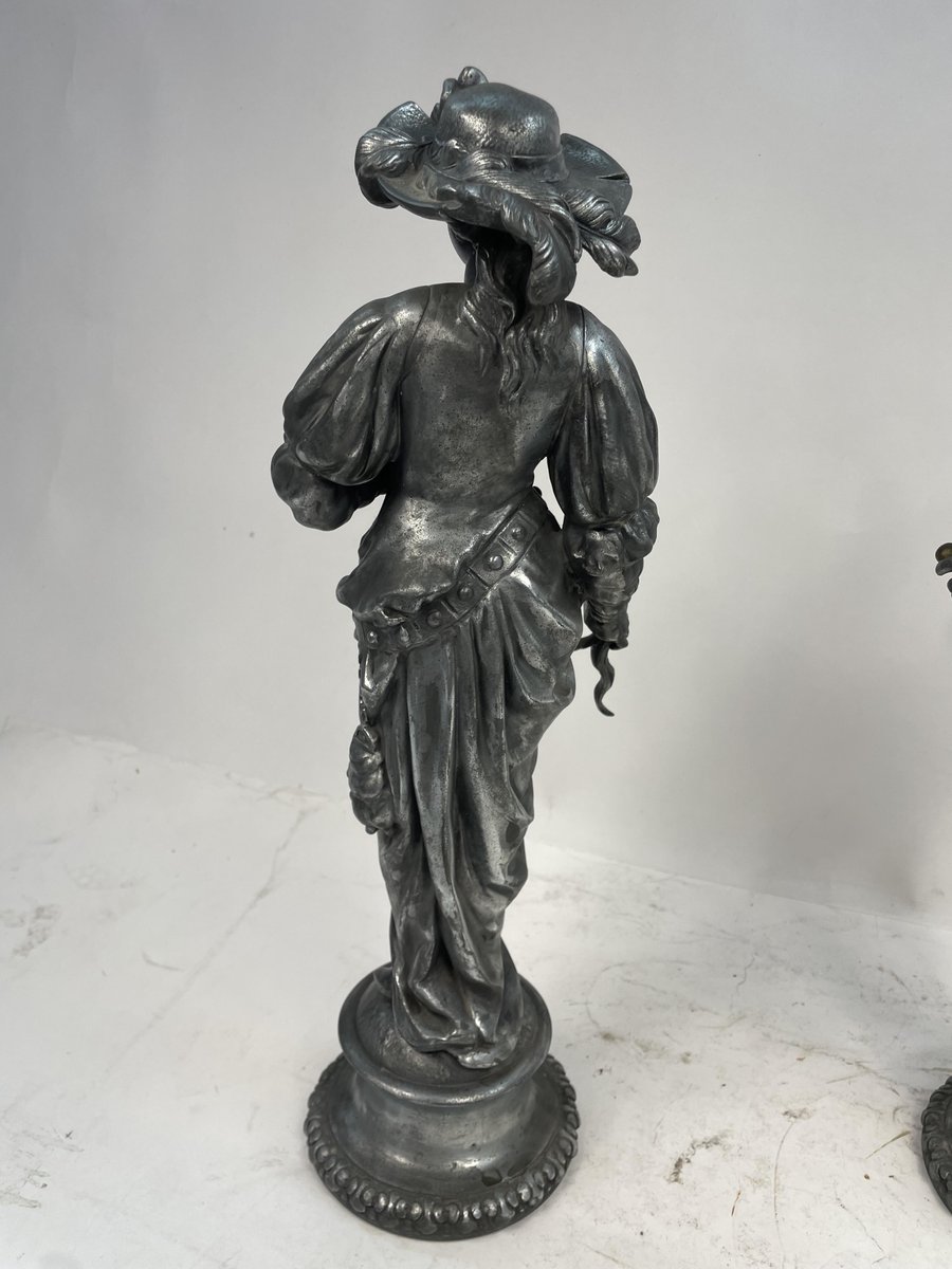 Renaissance Metal Statues, 1940s, Set of 2 for sale at Pamono