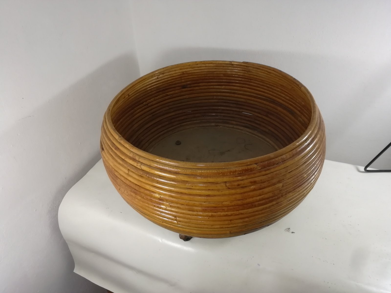 Vintage Wicker Planter, 1950s for sale at Pamono