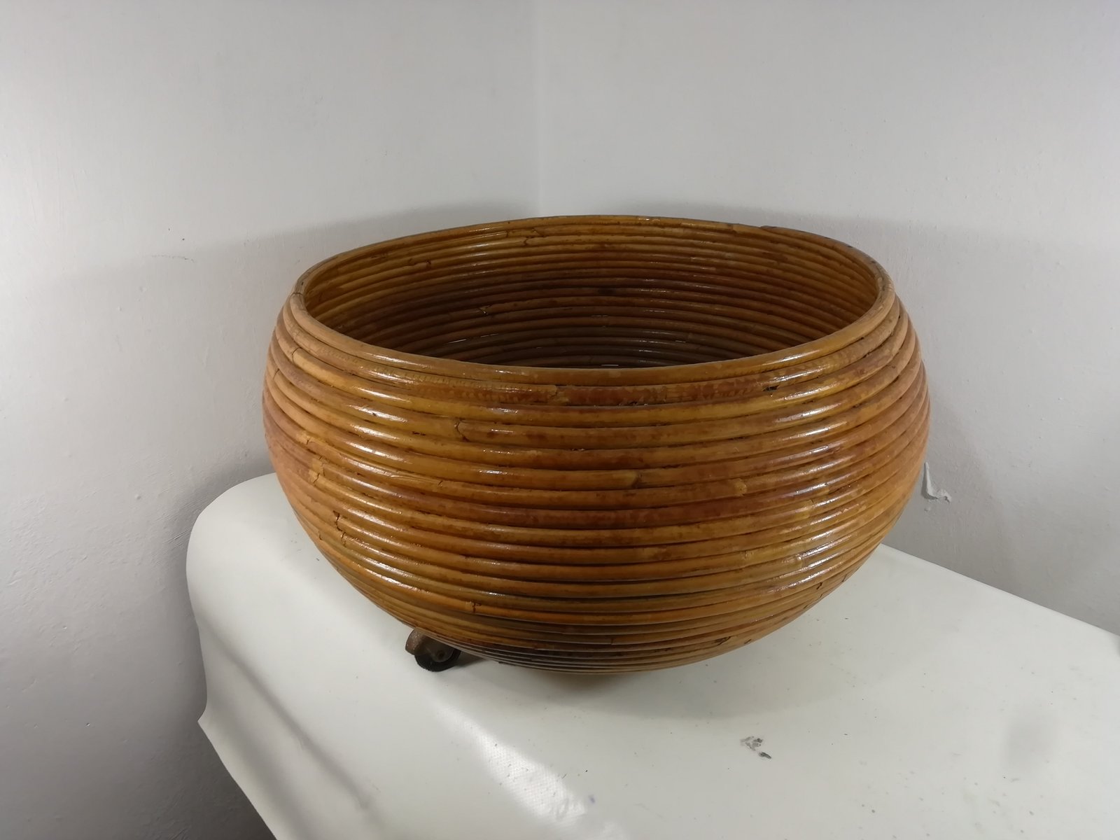 Vintage Wicker Planter, 1950s for sale at Pamono