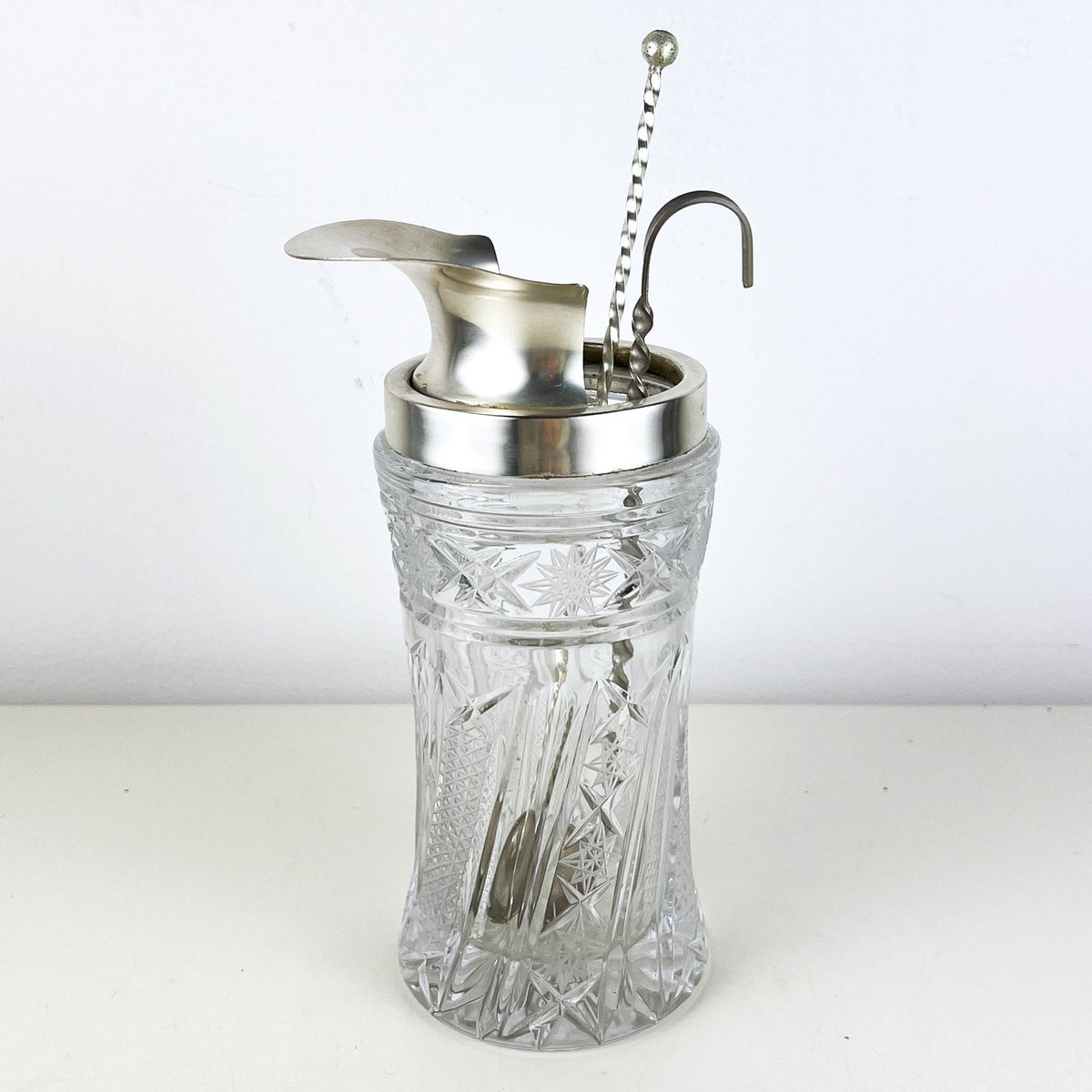 Mid-Century Italian Crystal Cocktail Mixer with Bar Tools, 1940s, Set ...