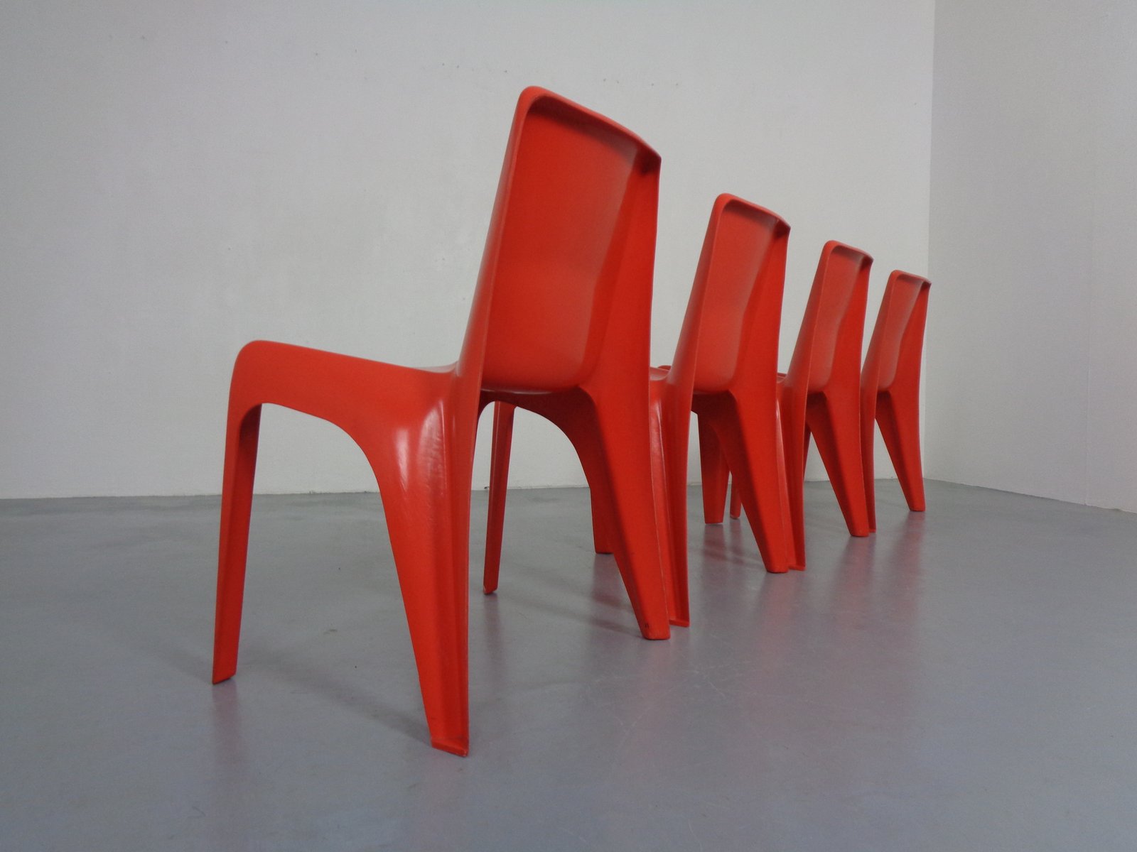 B1171 Fiberglass Stacking Chairs by Helmut Bätzner for Bofinger, 1960s ...