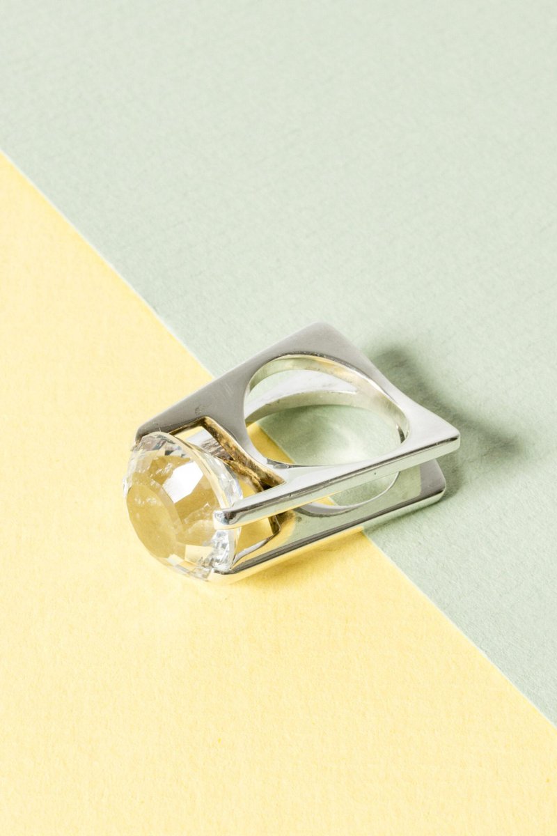 Silver and Rock Crystal Ring by Claës Giertta, 1967 for sale at Pamono