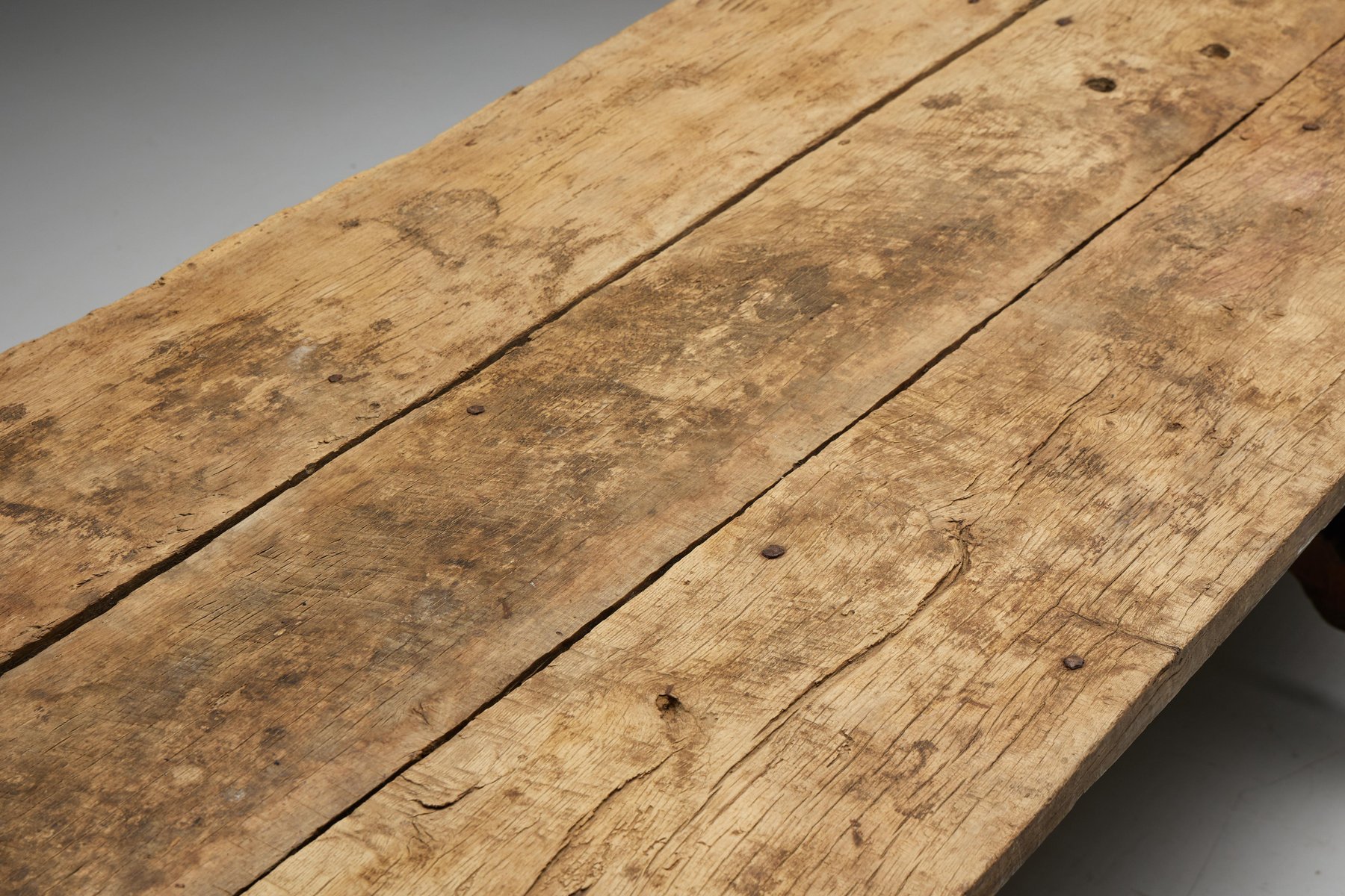 Rustic Folk Art Trestle Table for sale at Pamono