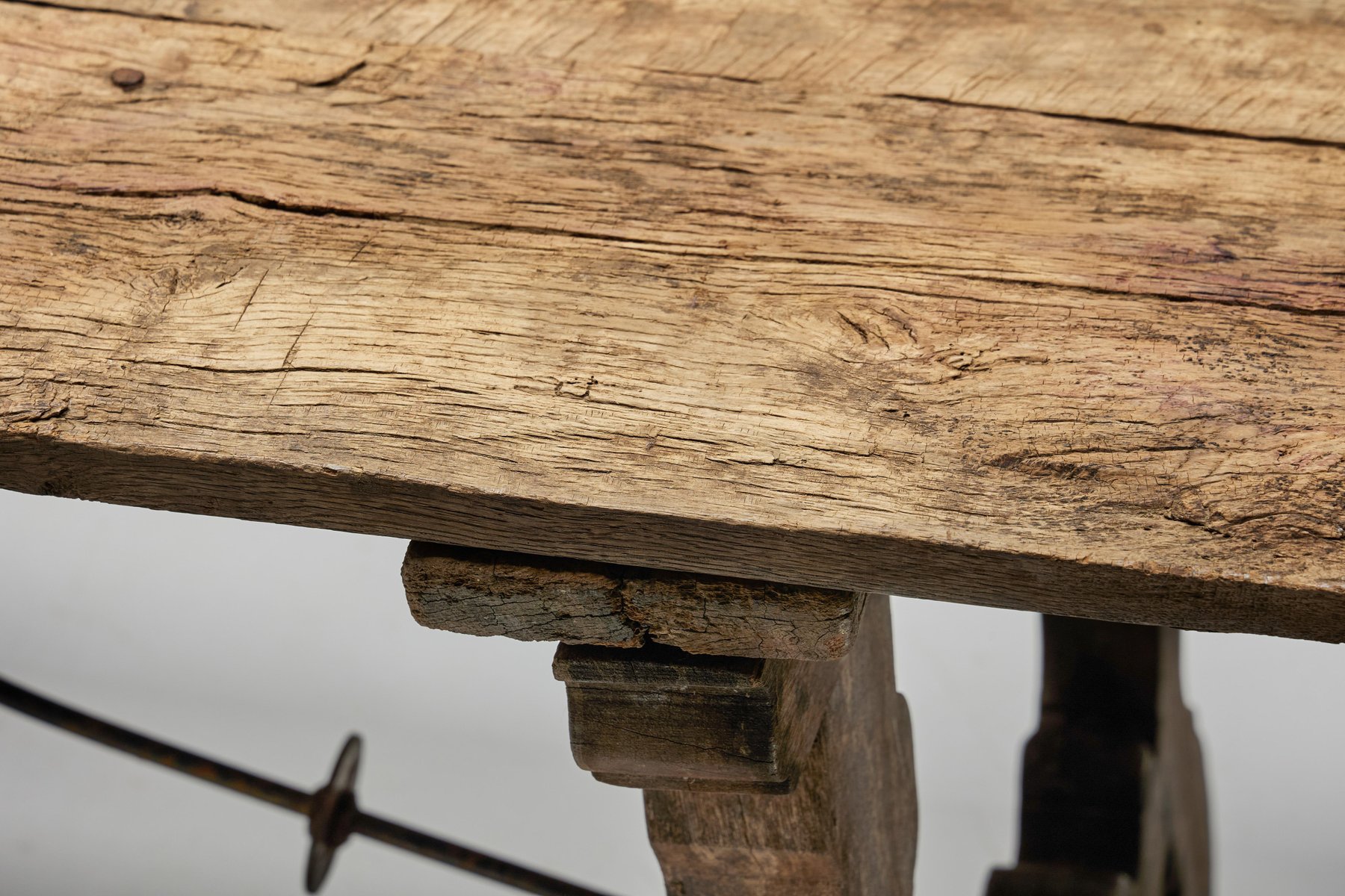 Rustic Folk Art Trestle Table for sale at Pamono