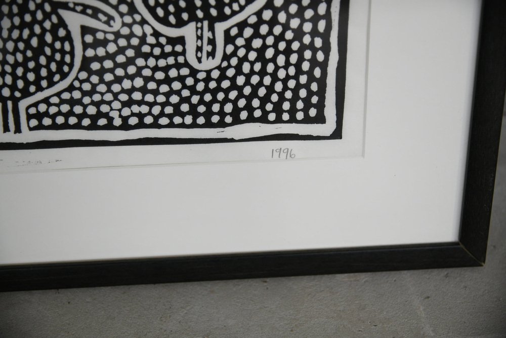 African Artist, Composition, Linocut Print, 1996 for sale at Pamono