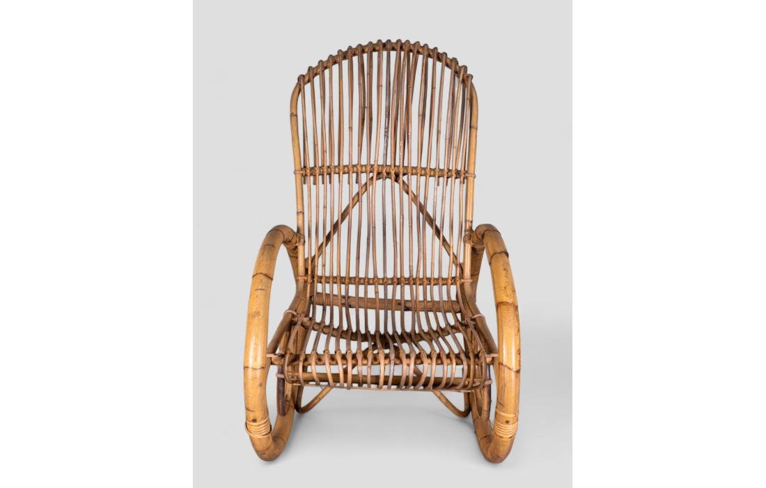 Vintage Bamboo Rocking Chair for sale at Pamono