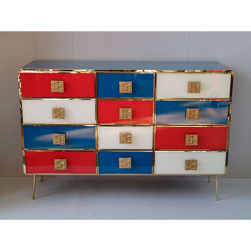 Colored Glass Chest of Drawers, 1980s for sale at Pamono