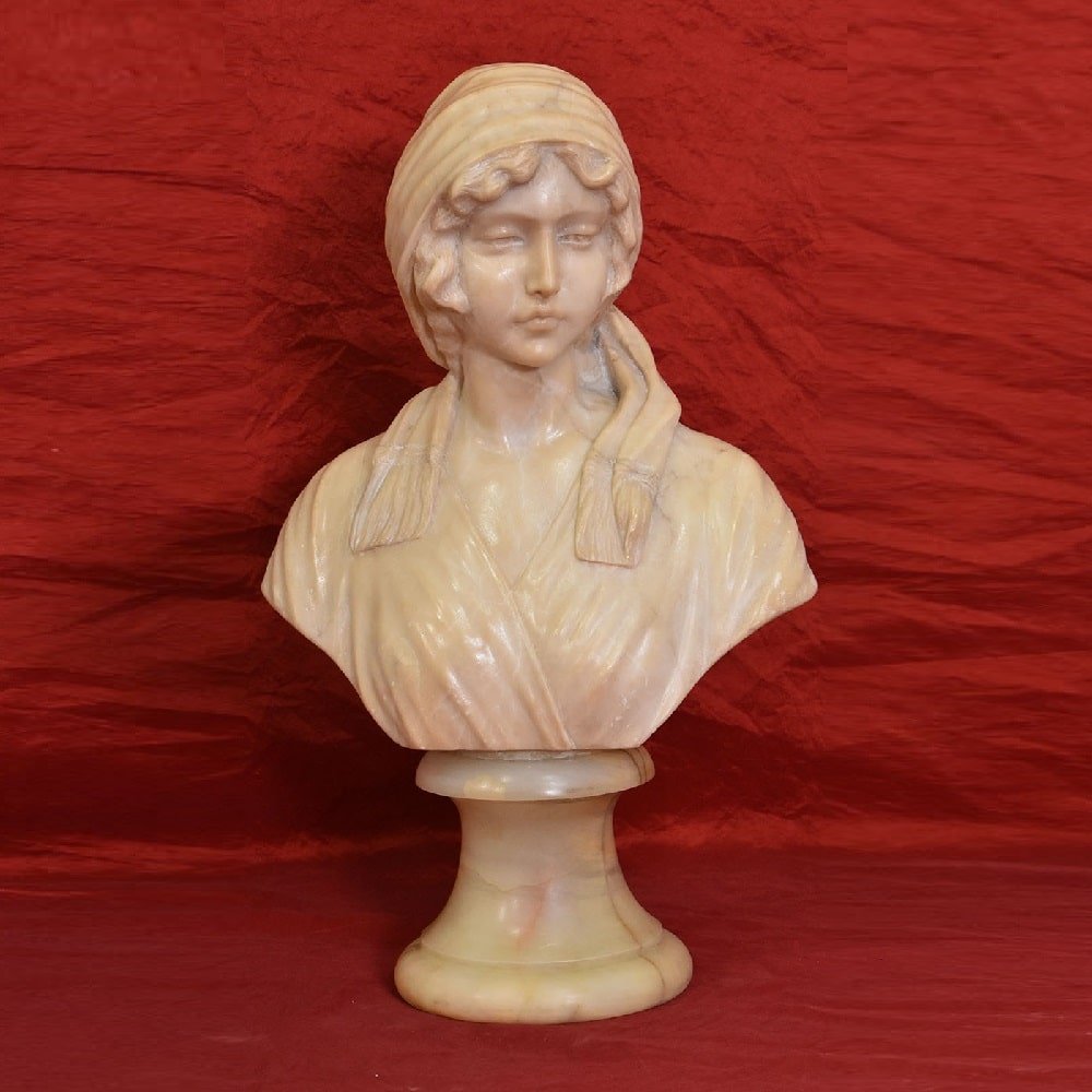 Woman Sculpture, 19th Century, Alabaster for sale at Pamono