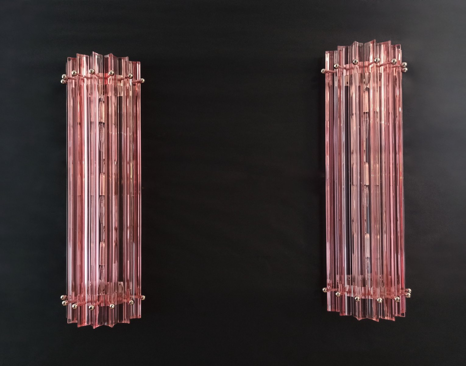 Vintage Murano Wall Sconce Pink Triedri Column Mariangela Model, 1990s ...