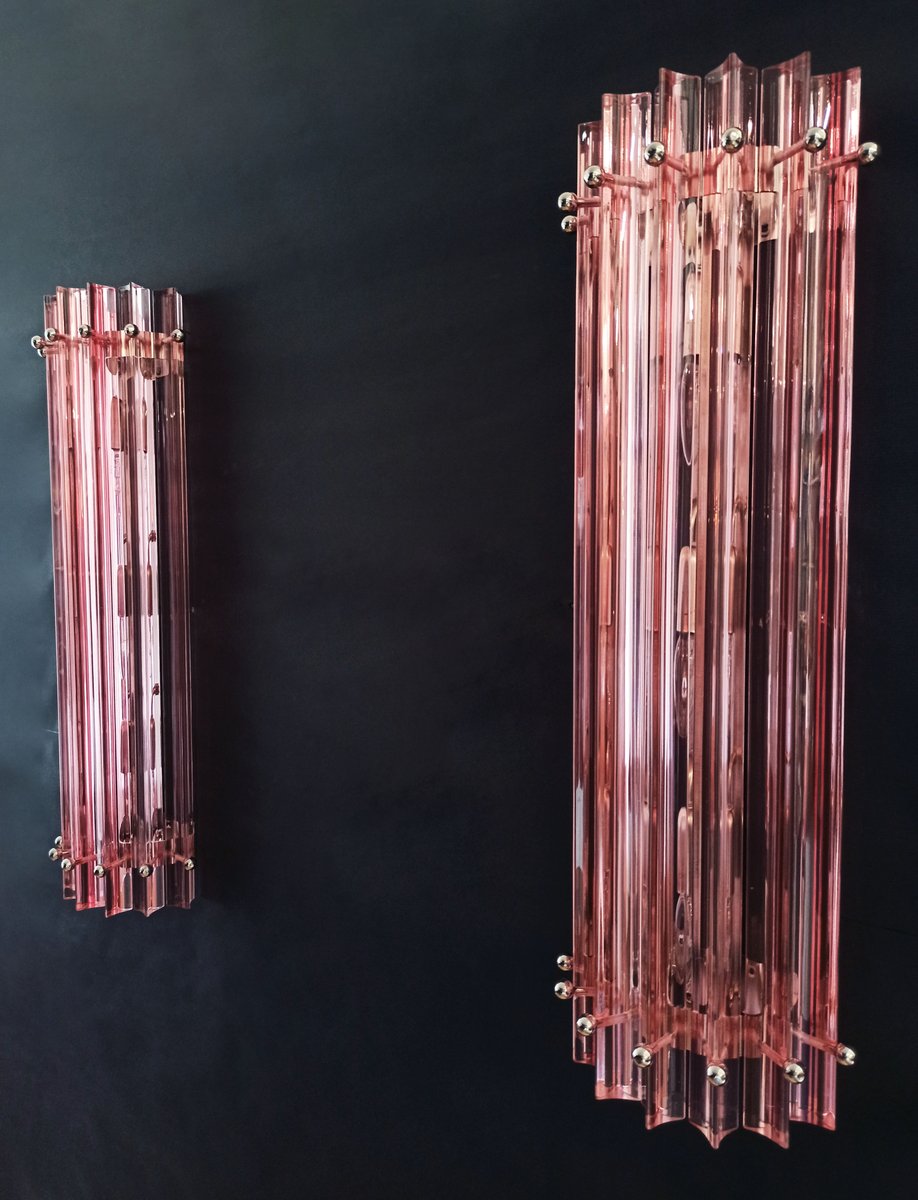 Vintage Murano Wall Sconce Pink Triedri Column Mariangela Model, 1990s ...