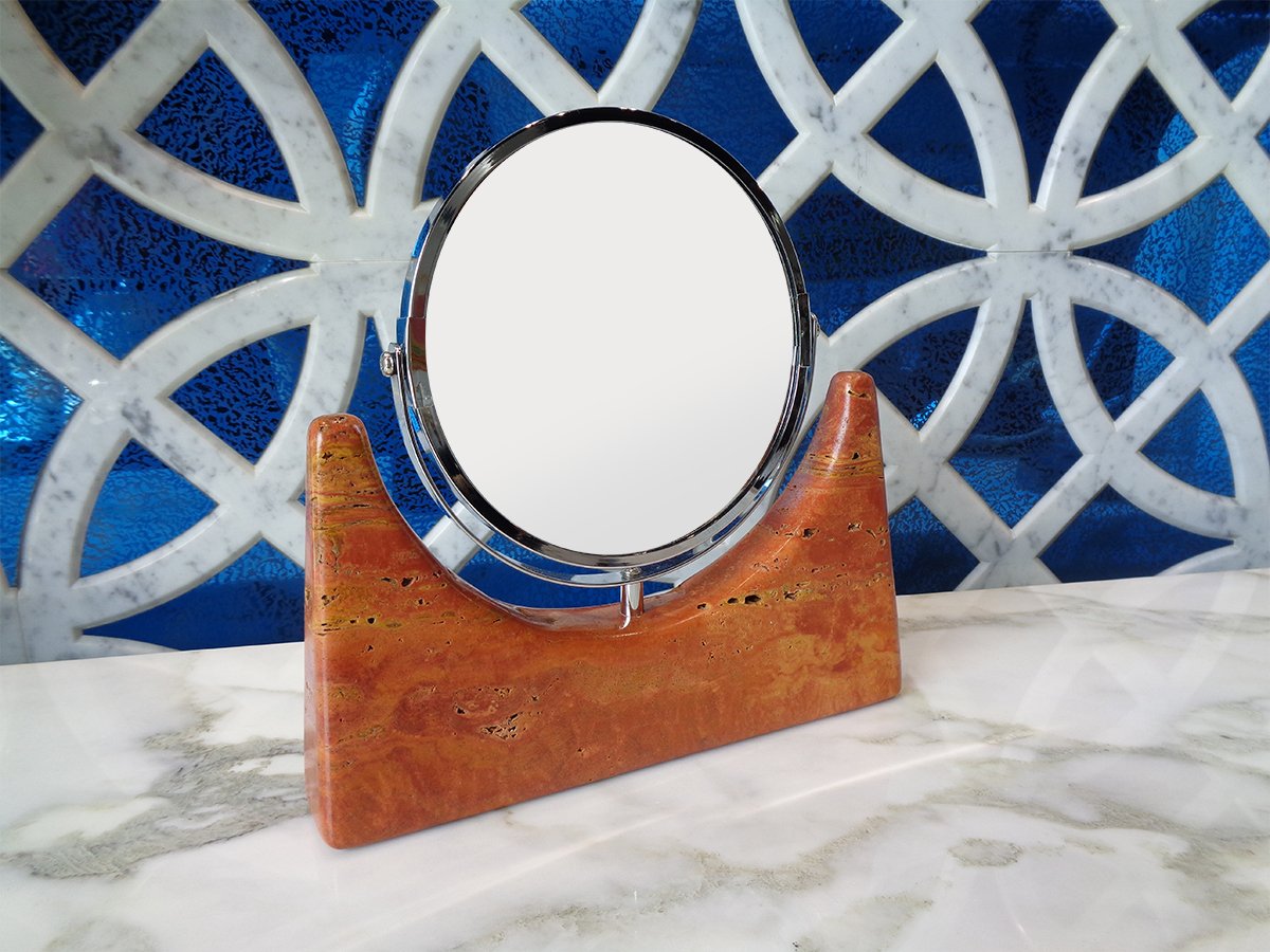 Table Mirror in Red Travertine by Euromarmi Store for sale at Pamono
