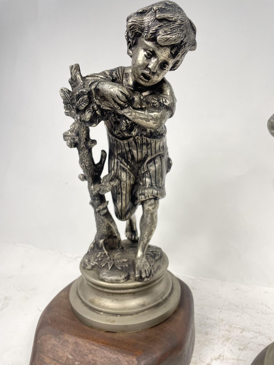Statues of Children Playing, 1920s, Metal, Set of 2 for sale at Pamono