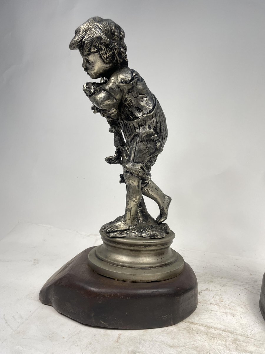 Statues of Children Playing, 1920s, Metal, Set of 2 for sale at Pamono