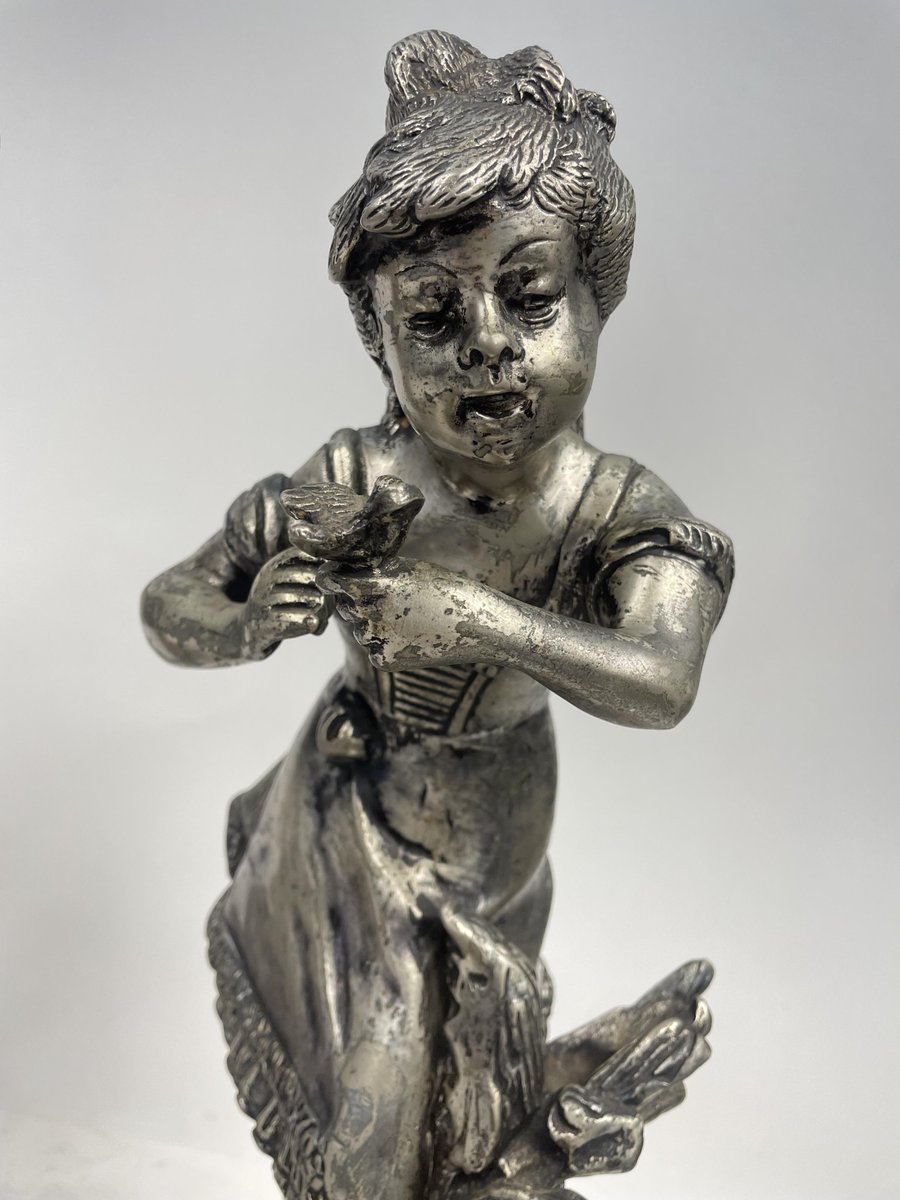 Statues of Children Playing, 1920s, Metal, Set of 2 for sale at Pamono