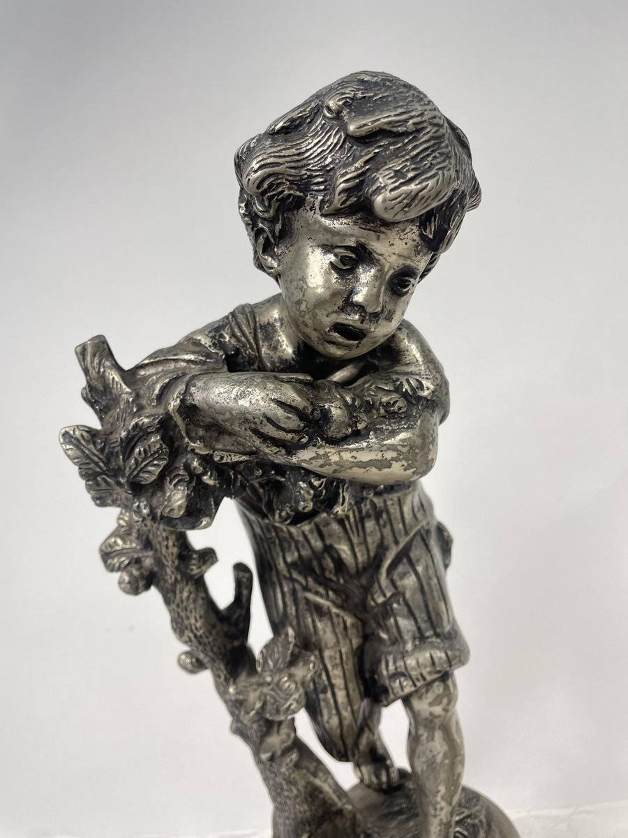 Statues of Children Playing, 1920s, Metal, Set of 2 for sale at Pamono