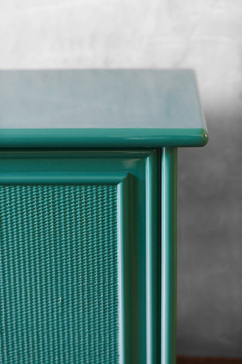 Green Sideboard with Brass Details Lacquered Series for sale at Pamono
