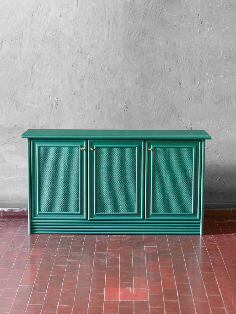 Green Sideboard with Brass Details Lacquered Series for sale at Pamono